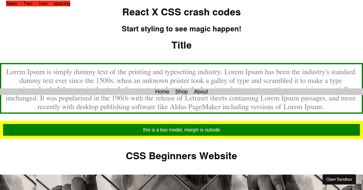 React x Css crash codes - Codesandbox