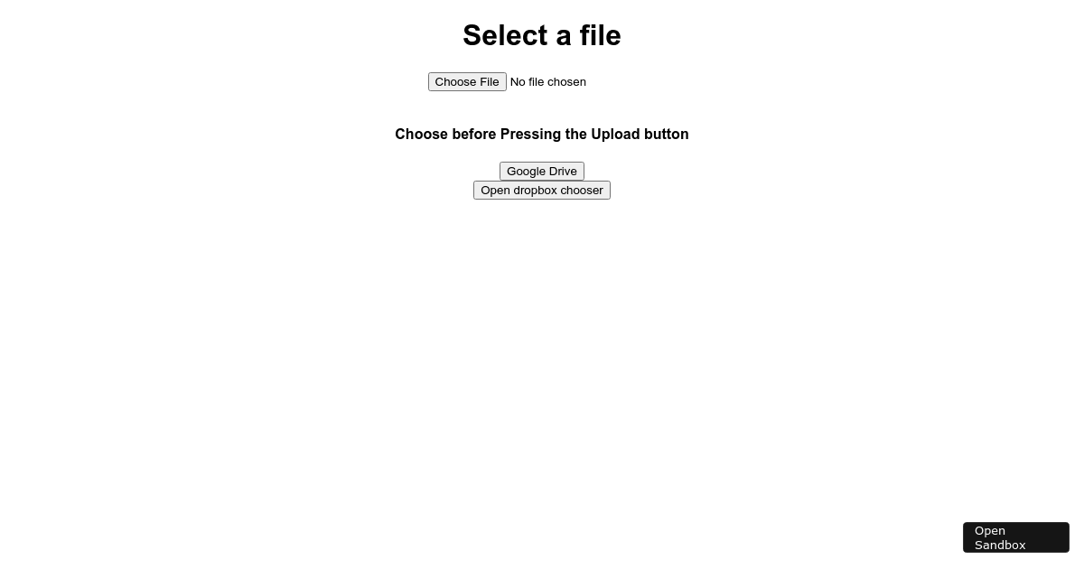file upload - Codesandbox