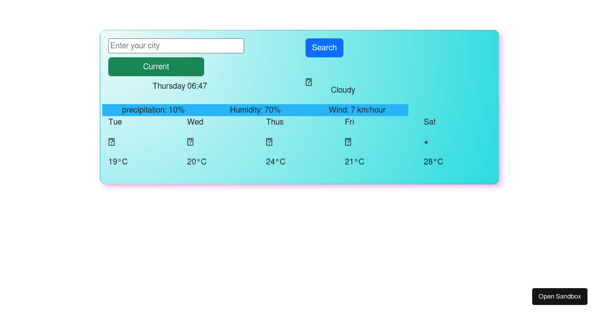 WeatherApp - Codesandbox