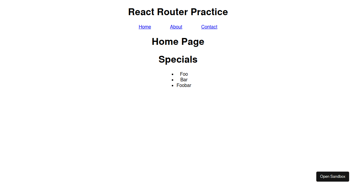 React Router Practice Codesandbox
