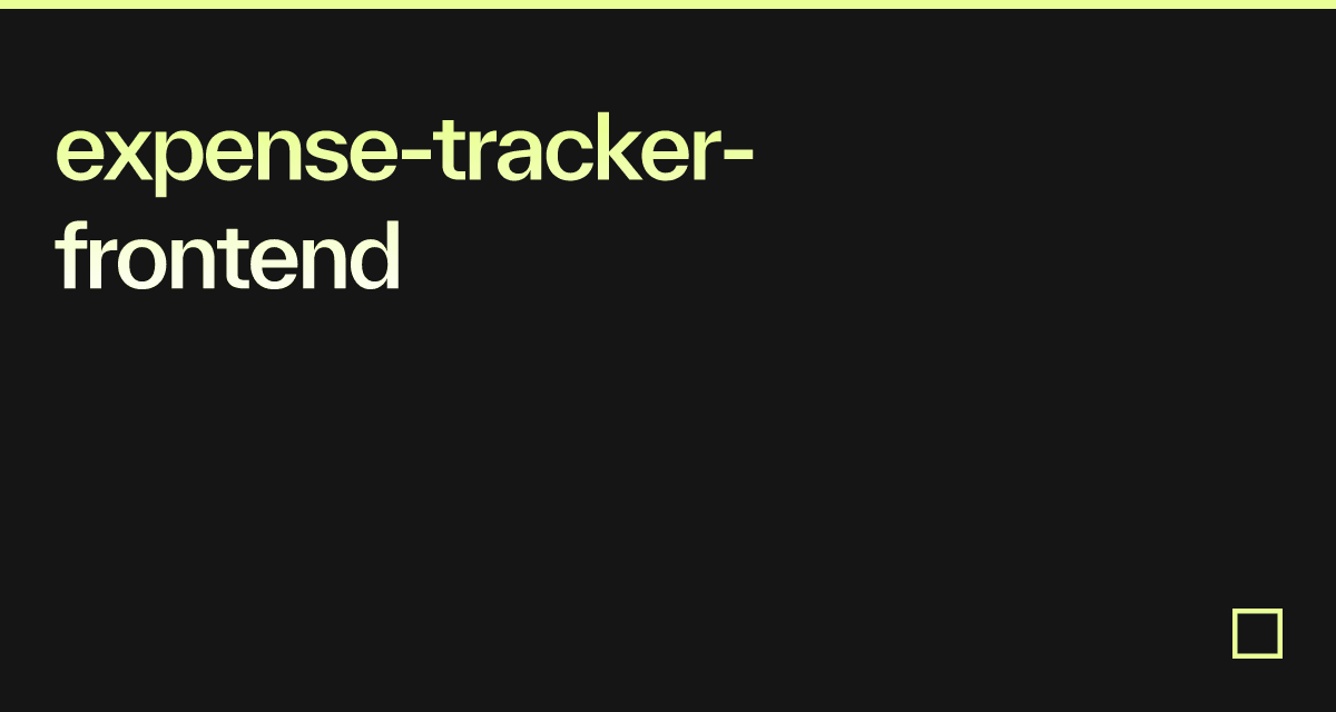 Expense Tracker Frontend Codesandbox