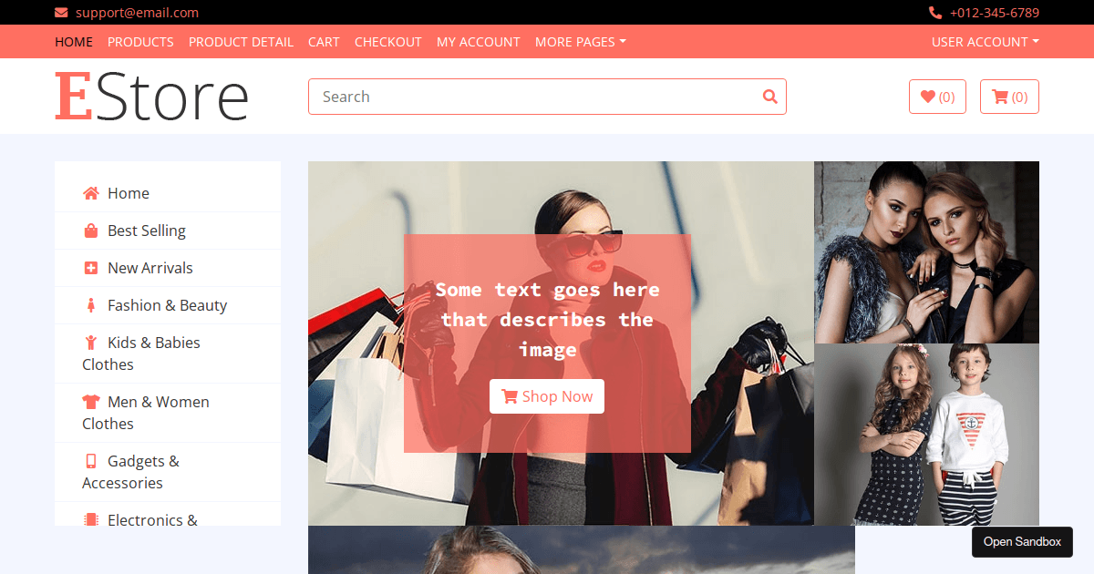 e-Commerce Sample - Codesandbox