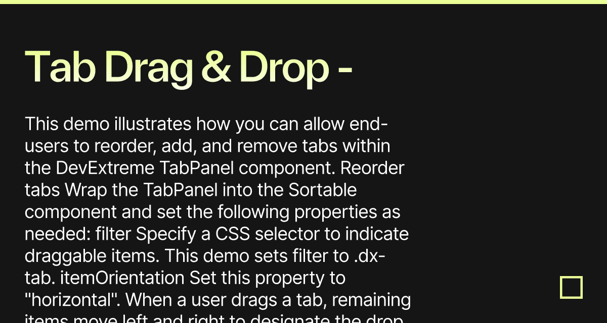 Tab Drag & Drop - DevExtreme Tab Panel - Codesandbox