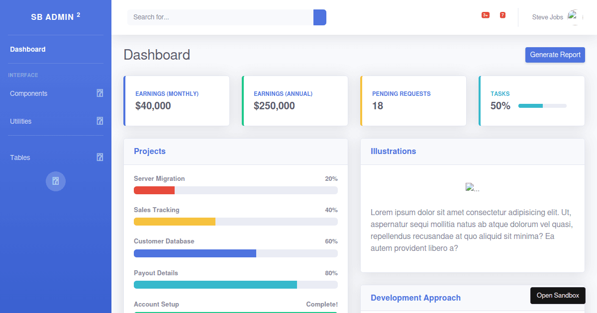 sb-admin - Codesandbox
