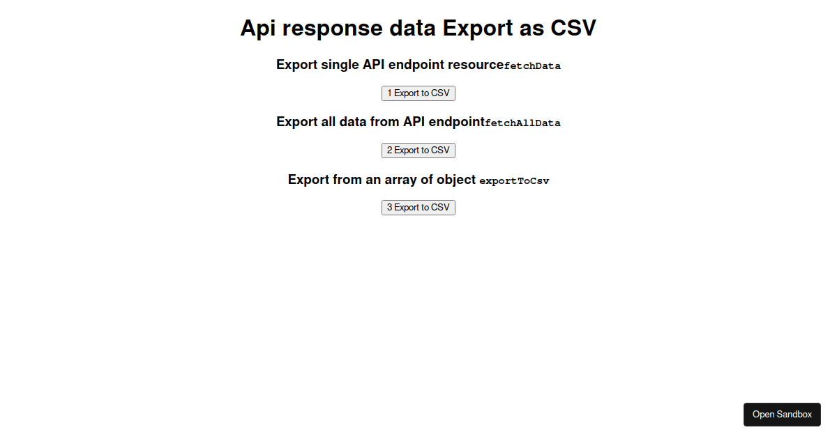 Automatic Api Data To Csv Export Codesandbox