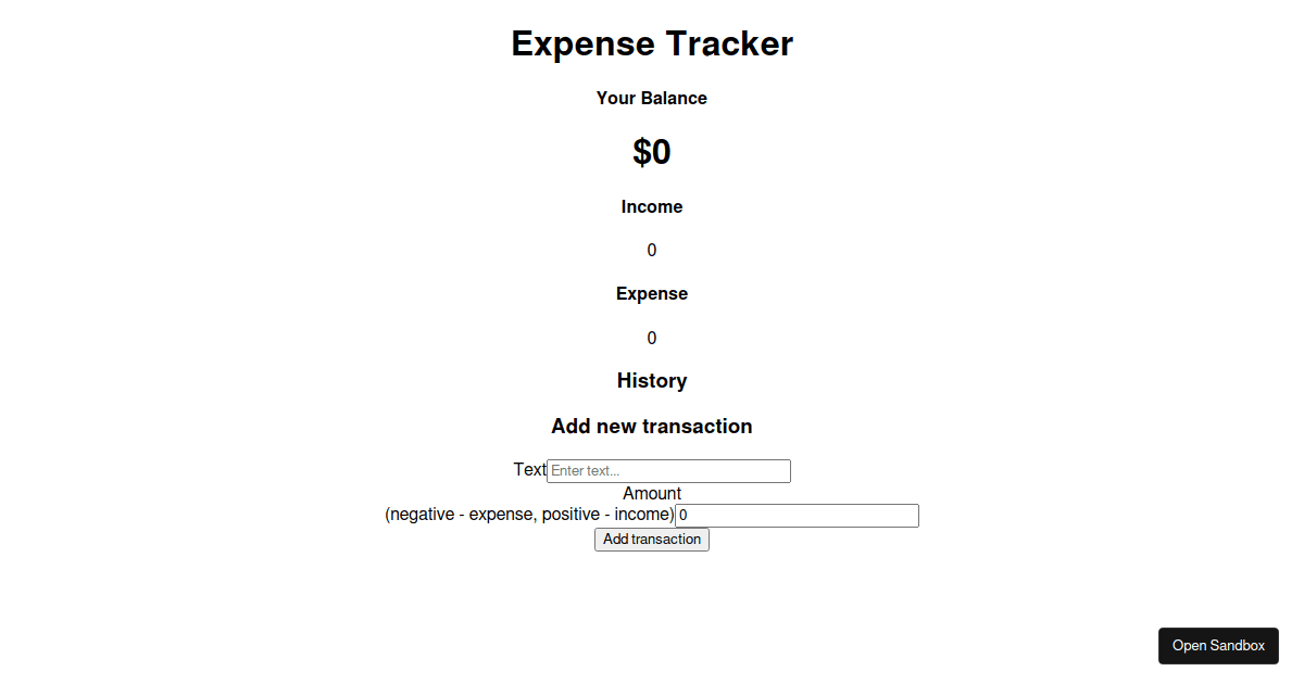Expense Tracker - Codesandbox