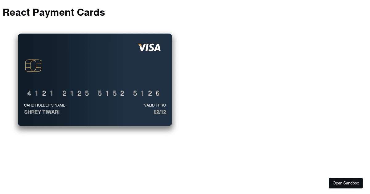 React Payment Cards - Codesandbox