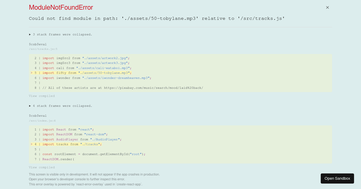 React Audio Player Demo Forked Codesandbox