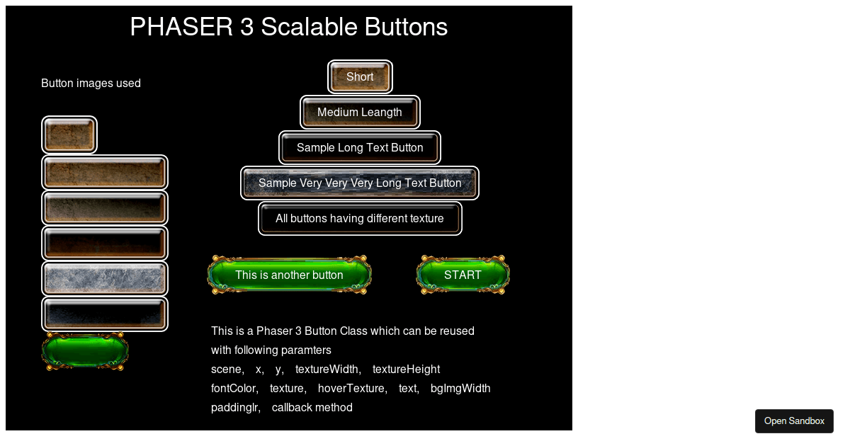 Phaser 3 Typescript Button Codesandbox