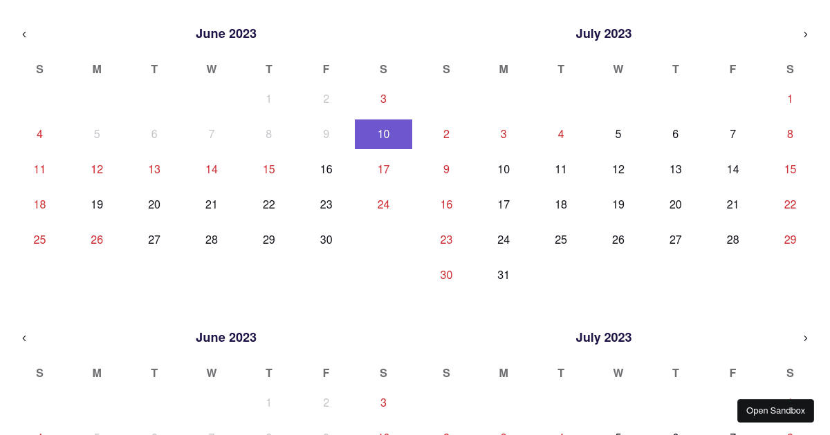 New Calendar - Codesandbox
