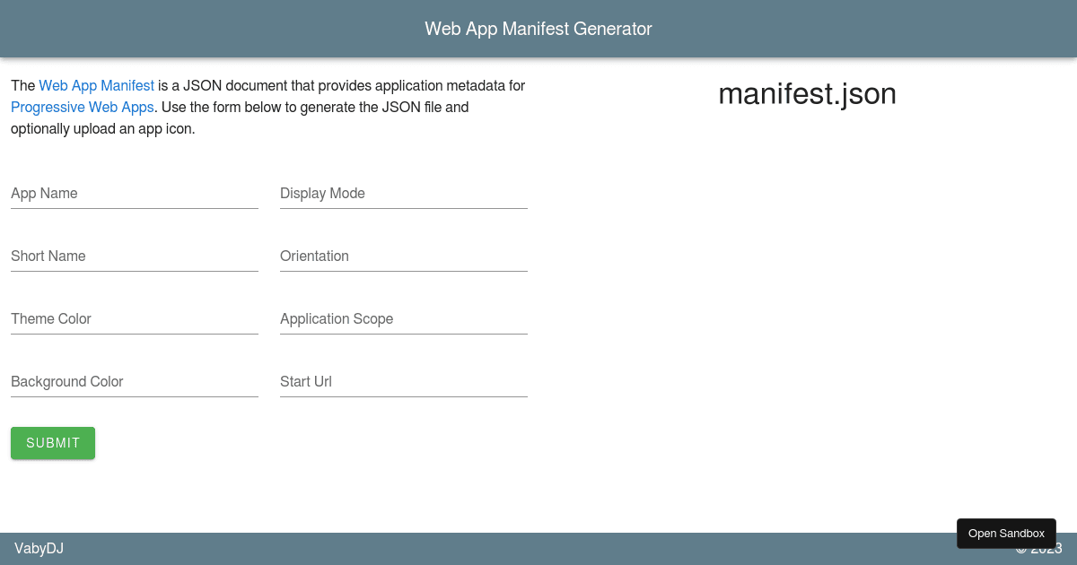 vabydj/manifest-generator - Codesandbox