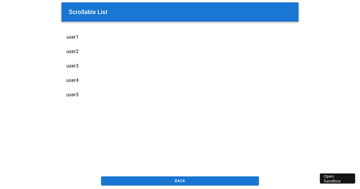 scrollable List - Codesandbox