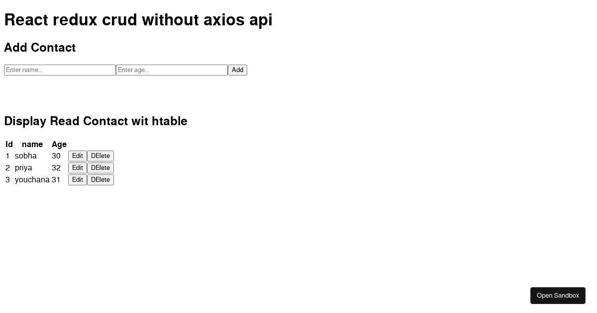 React Redux Crud Without Api Codesandbox