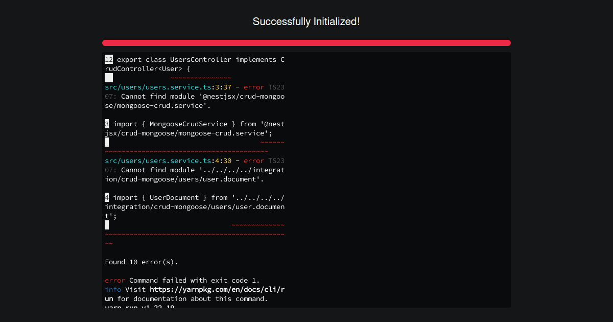 mongoose implementation nest/crud - Codesandbox