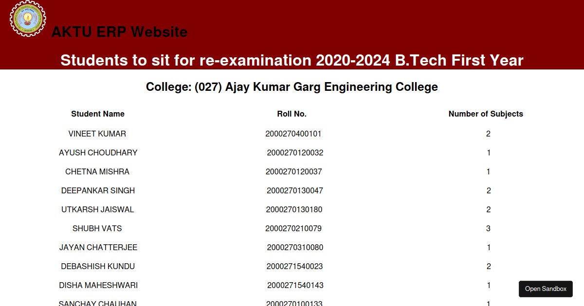 AKTU ERP SYSTEM - Codesandbox