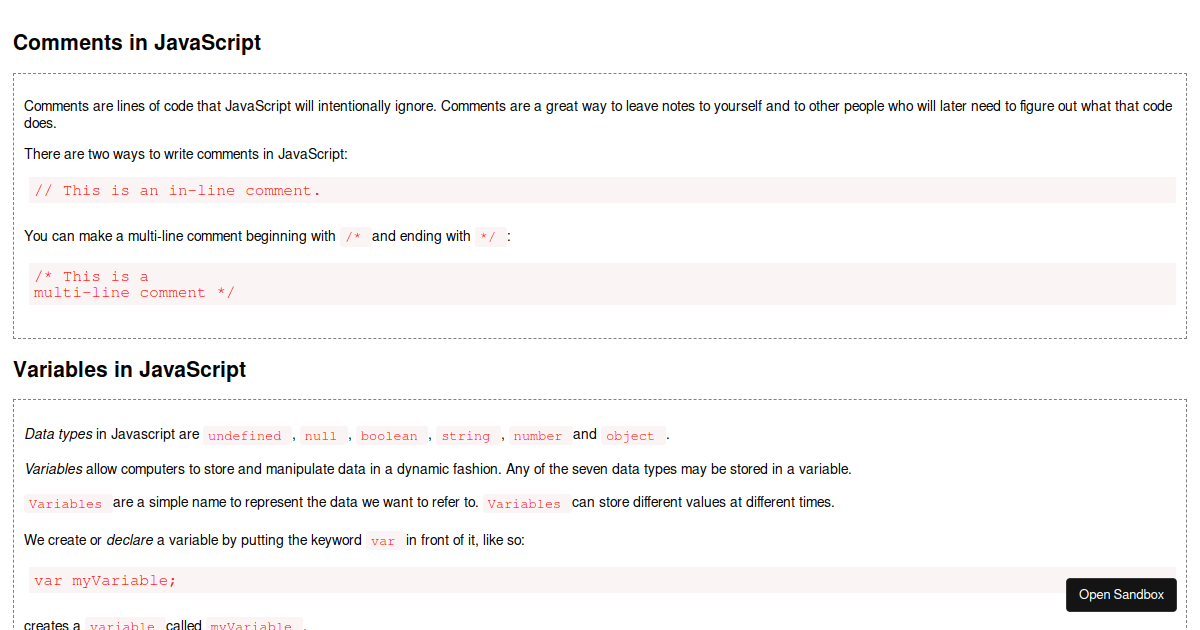 Basic Javascript Examples Codesandbox