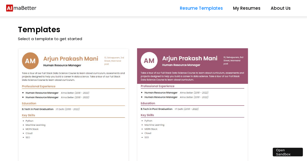 resume-builder - Codesandbox