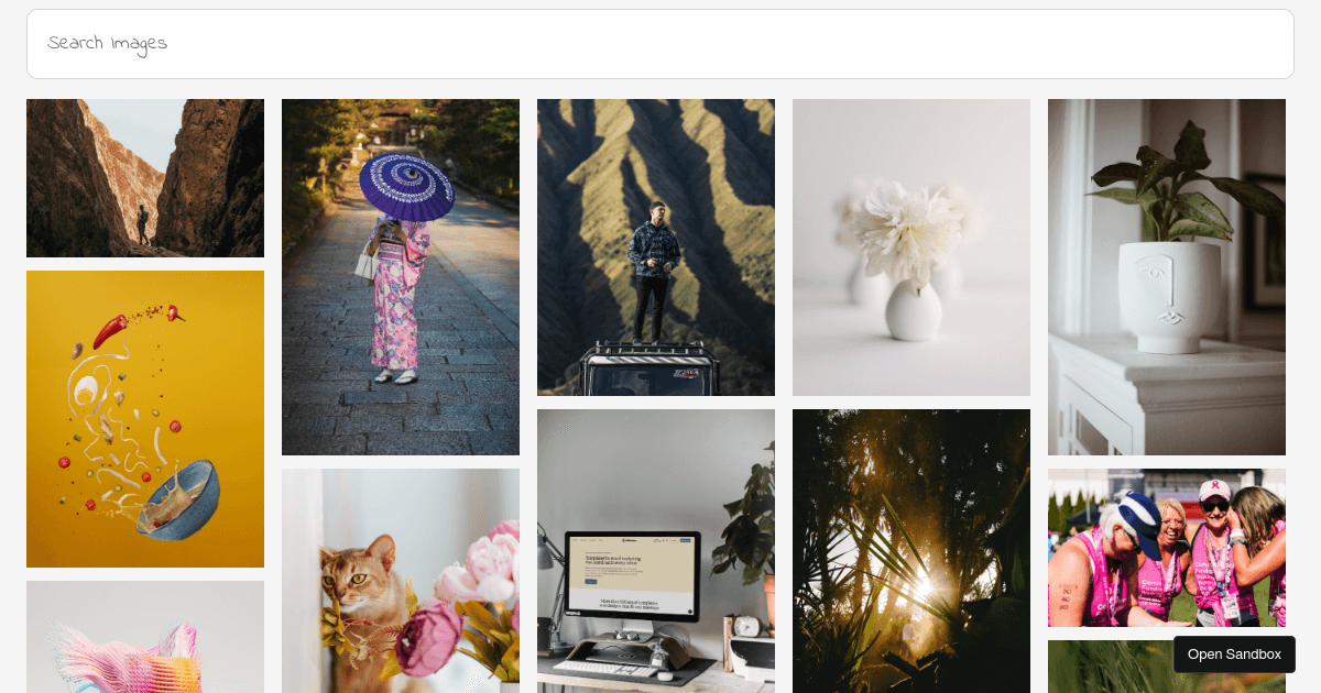 unsplash api challange - Codesandbox