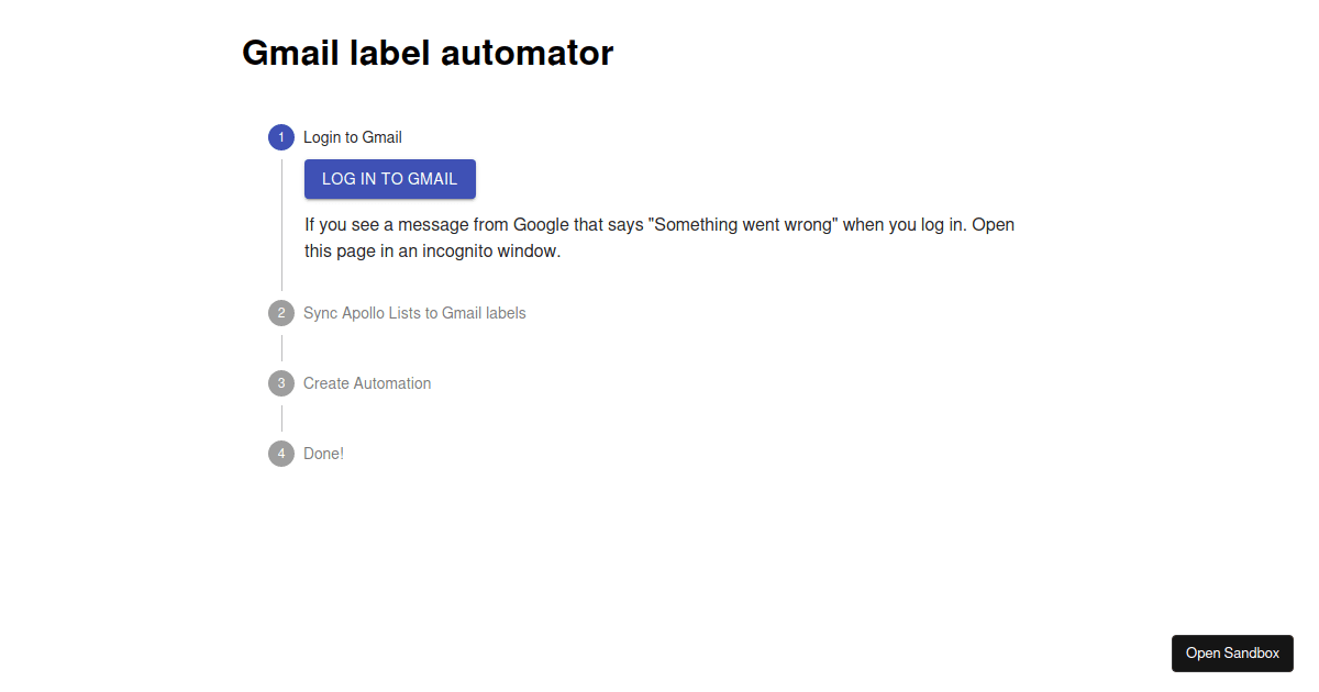 GMail label -> Apollo list - Codesandbox