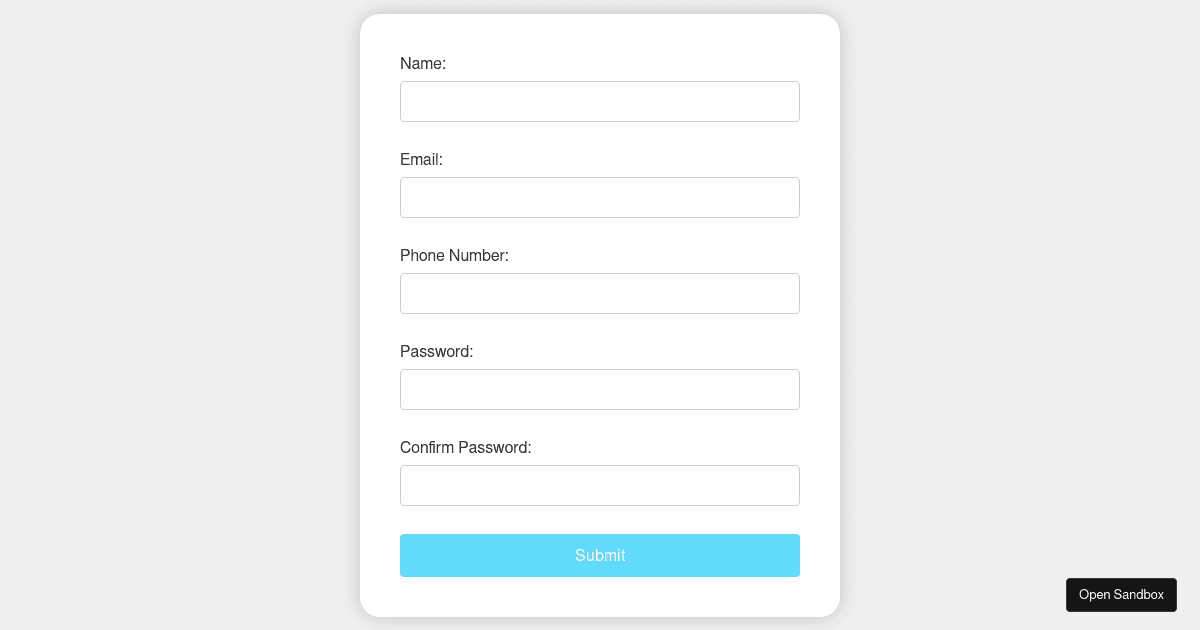 FormValidation - Codesandbox