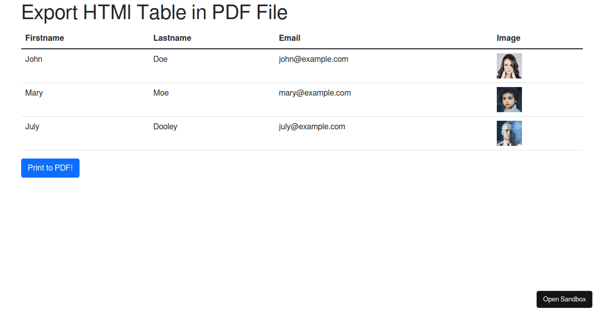 pdf generator - Codesandbox