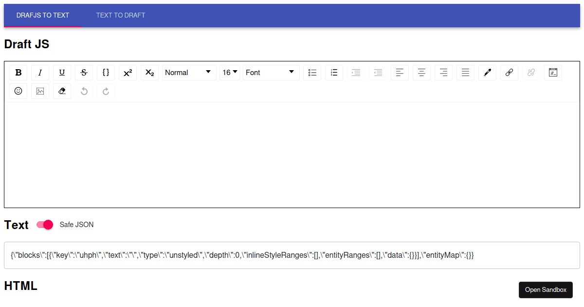 DraftJS Editor - Codesandbox