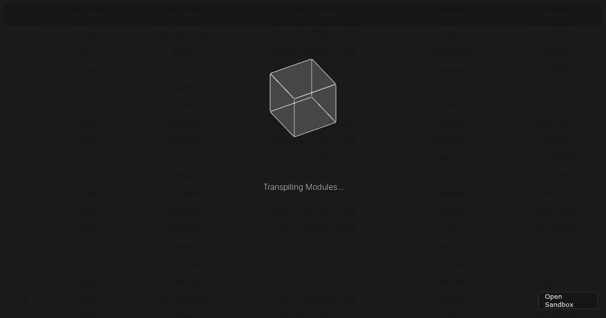 React Table Codesandbox 8919