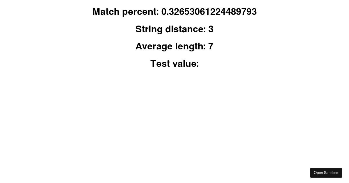 levenshtein distance to percentage (forked) - Codesandbox