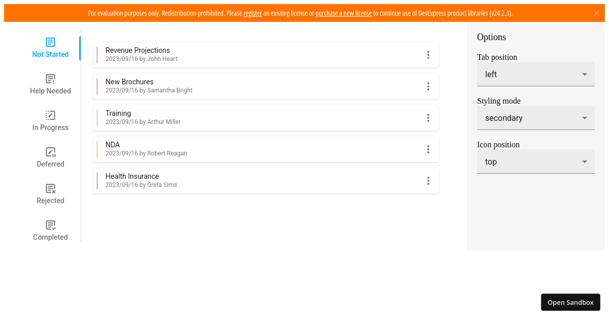React Tab Panel - Codesandbox