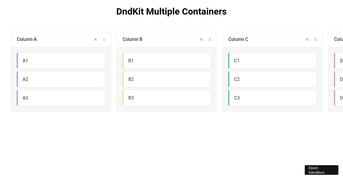 DndKit Multiple containers (forked) - Codesandbox