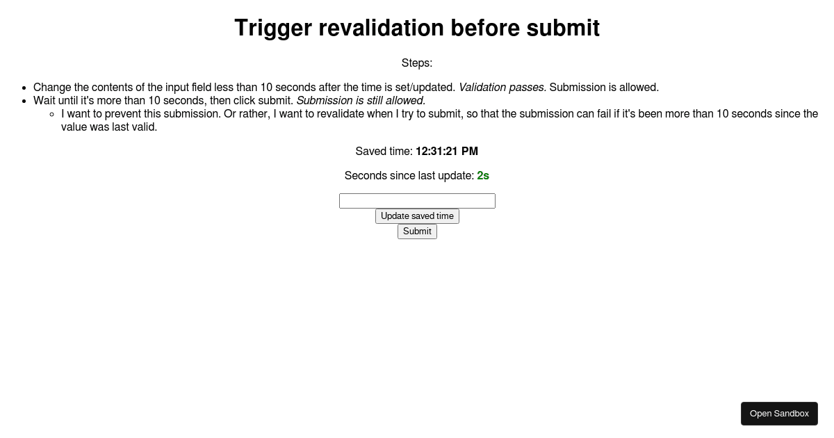 Force revalidation on submit (React Final Form) - Codesandbox