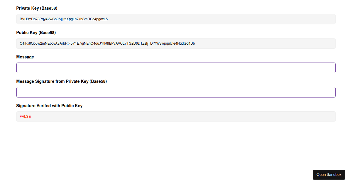 React ECDSA Example - Codesandbox