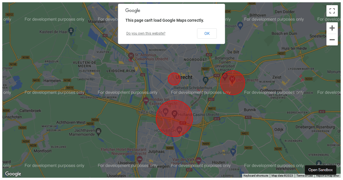 Vue 2 - google maps base cricles - Codesandbox