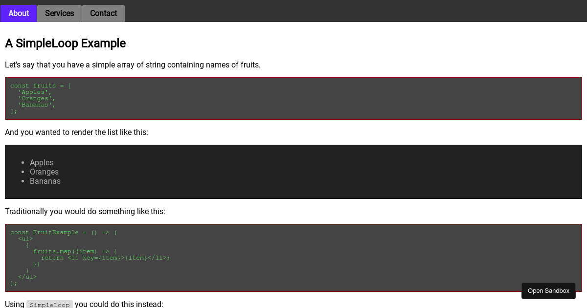lloop tabbed examples - Codesandbox