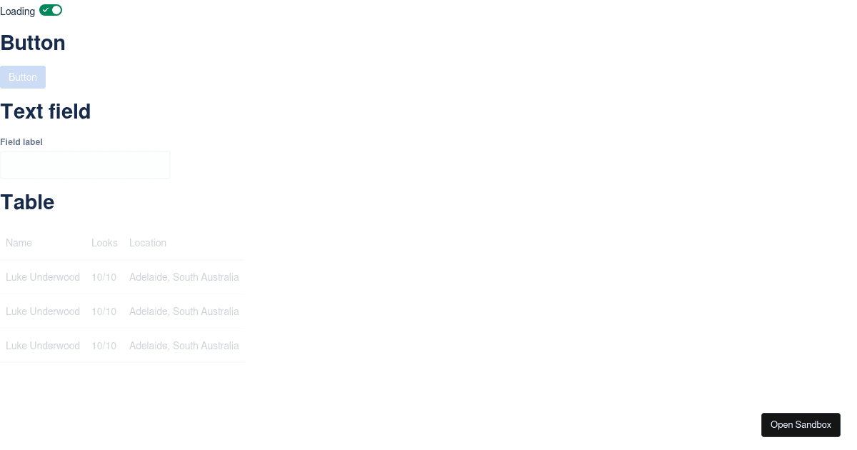 Loading spinner container - Codesandbox