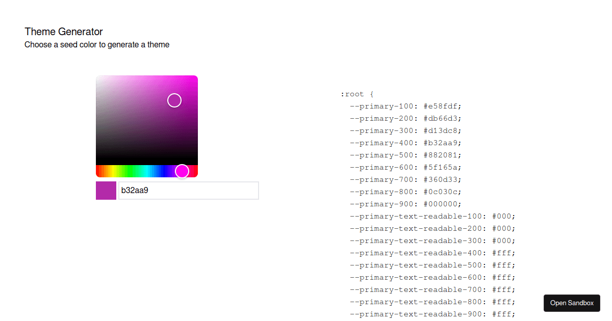 Theme Generator - Codesandbox