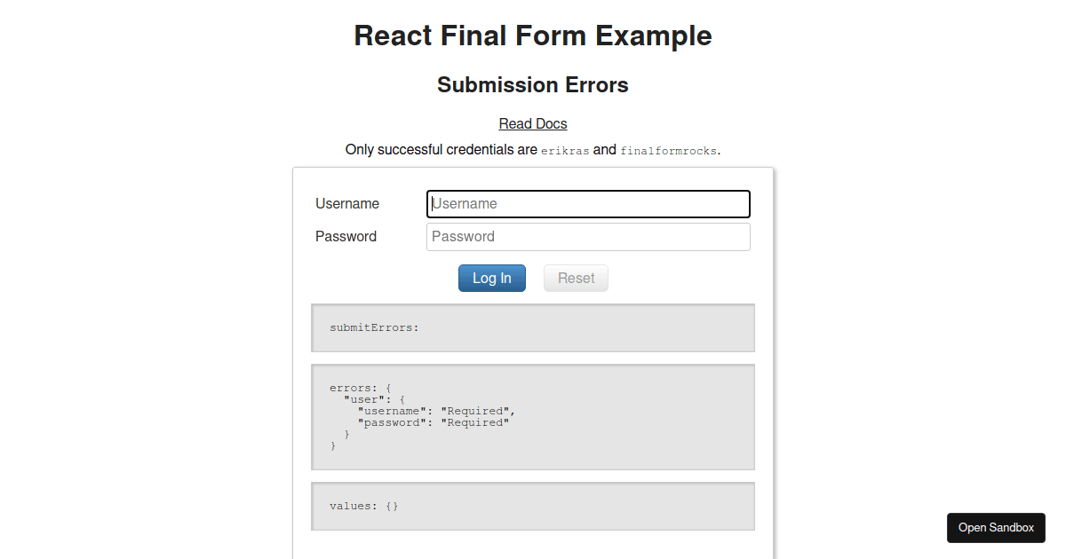 react-final-form - setError using setIn - Codesandbox