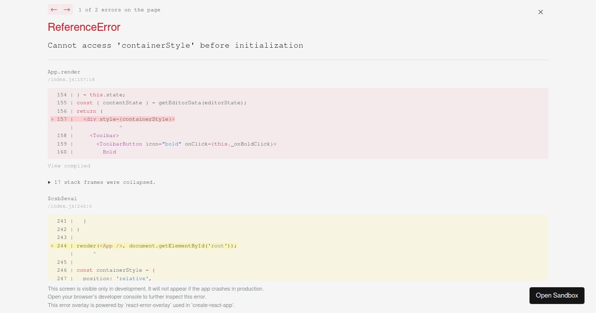 Draft.js Simple Demo - Codesandbox