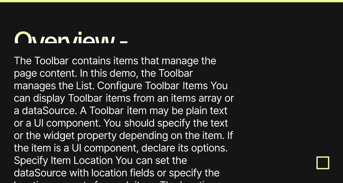 Overview - DevExtreme Toolbar - Codesandbox