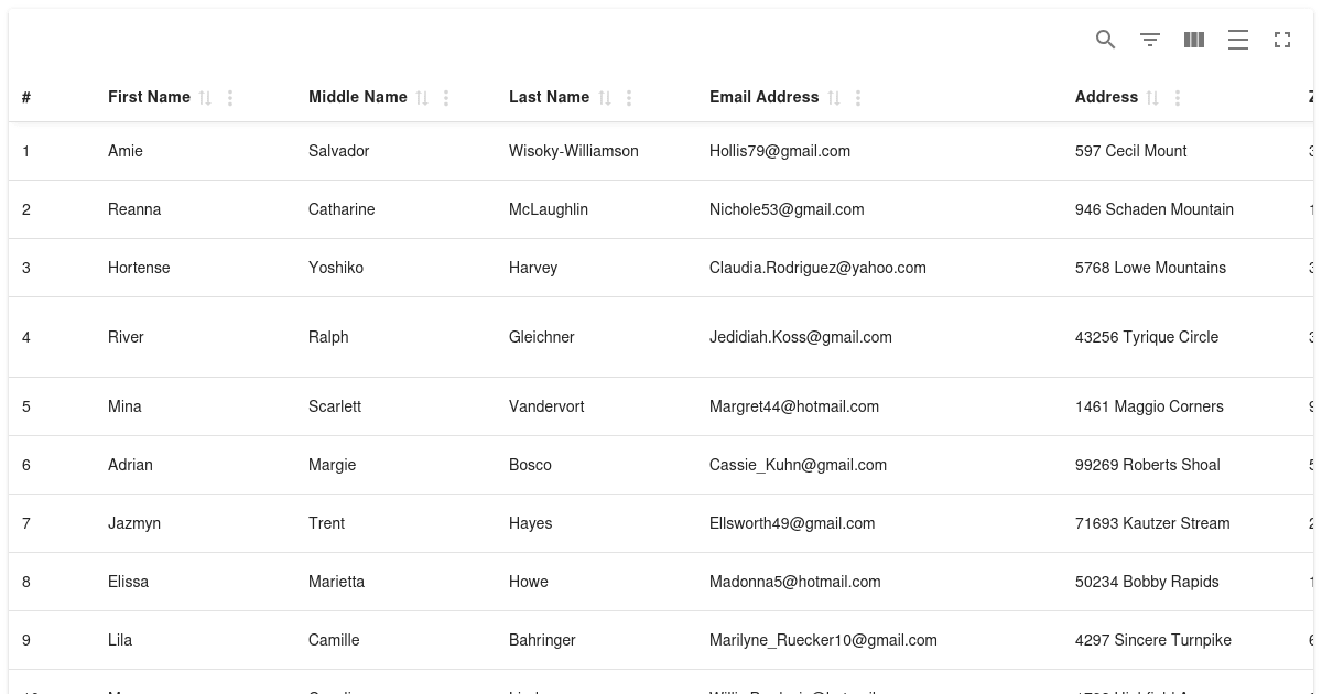 Material React Table Example Enable Row Virtualization Codesandbox