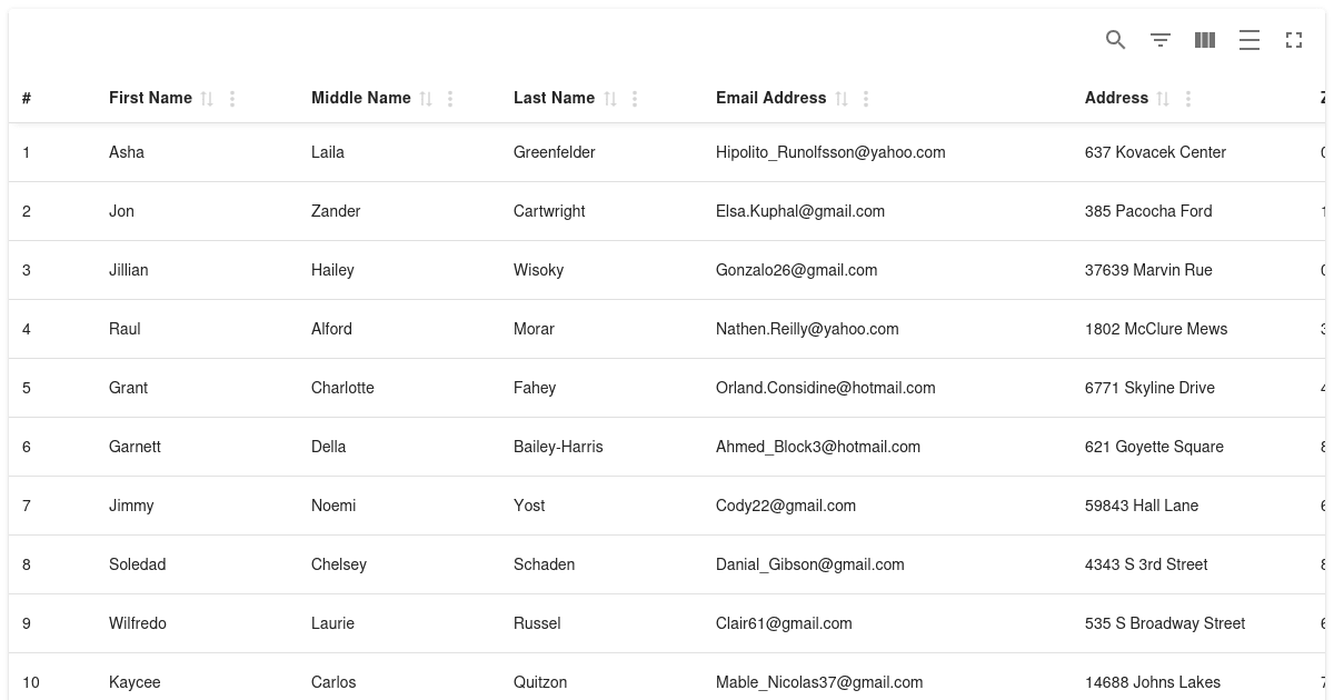 Material React Table Example Enable Row Virtualization Codesandbox