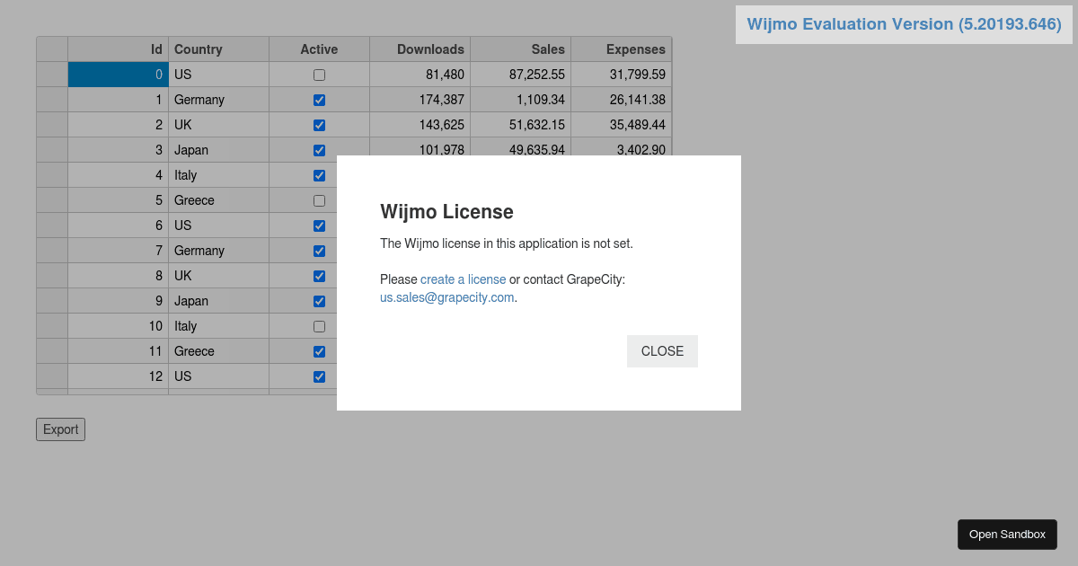 Vue2 + Wijmo - Codesandbox