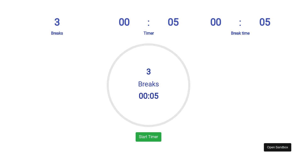 Pomodoro Clock Project - Codesandbox