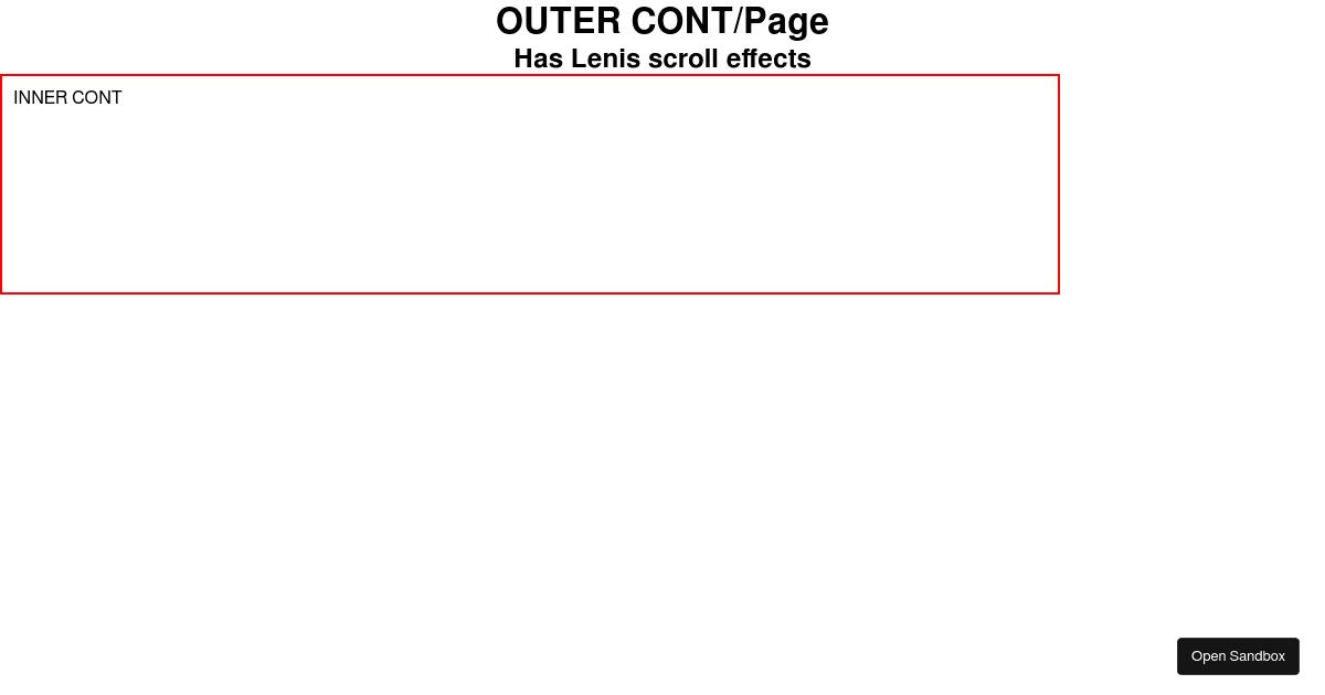 Lenis inner scroll issue - Codesandbox