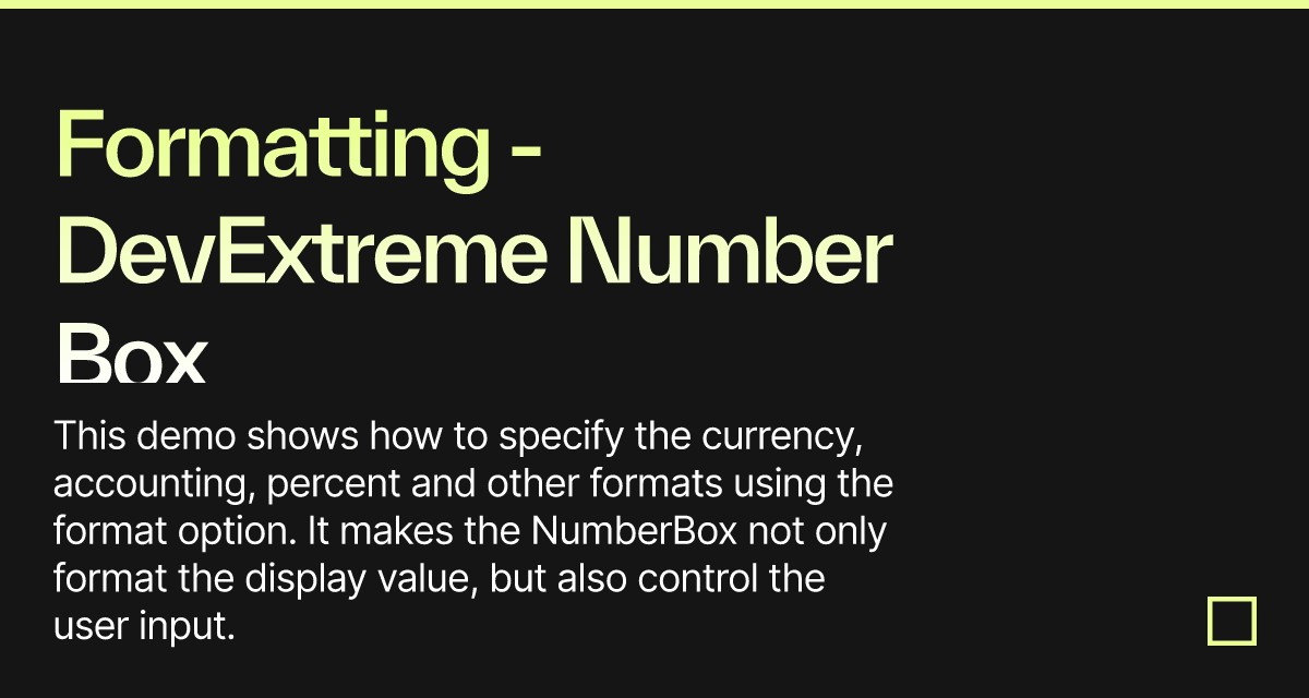Formatting Devextreme Number Box Codesandbox