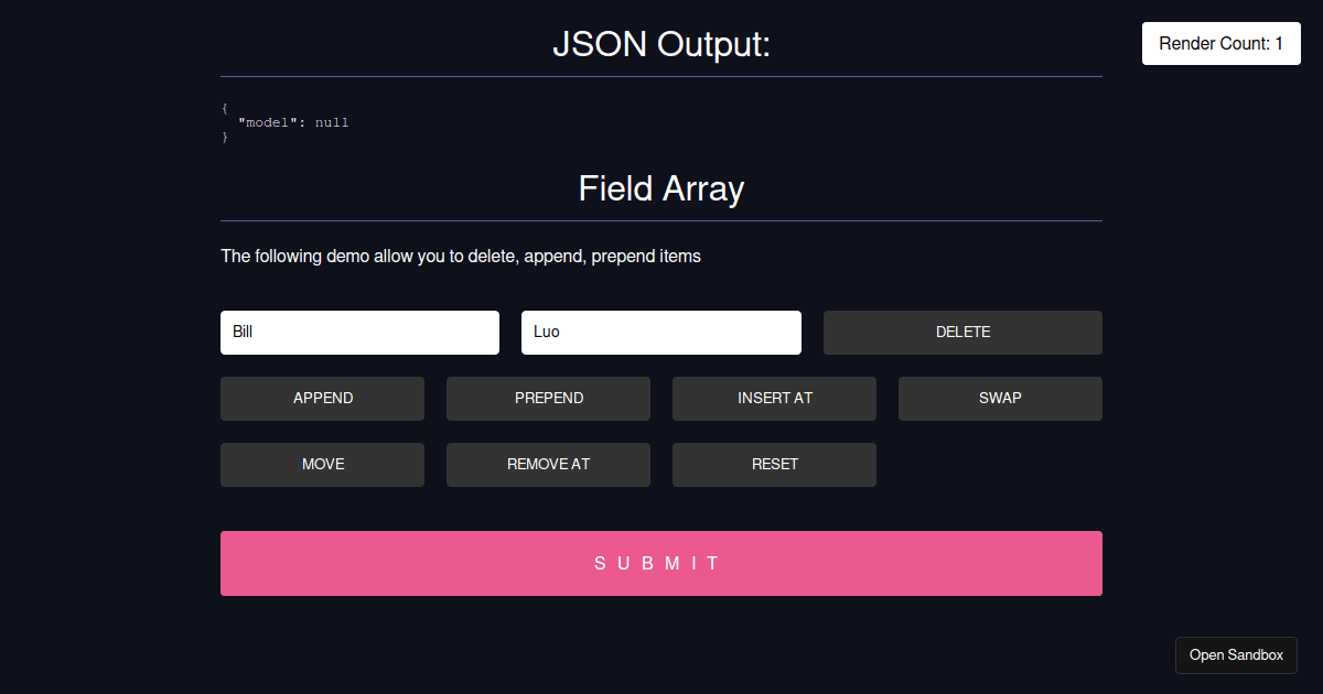 React Hook Form Usefieldarray Codesandbox
