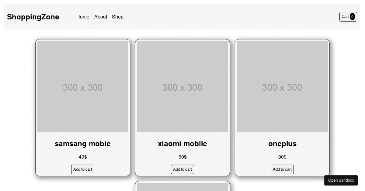 React Shopping App Codesandbox