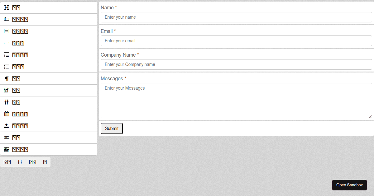 formBuilder: React (forked) - Codesandbox