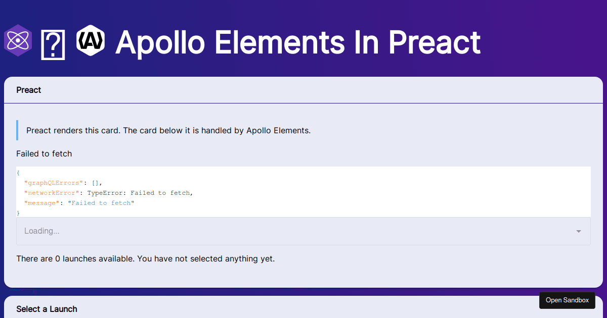 Apollo Elements in Preact - Codesandbox