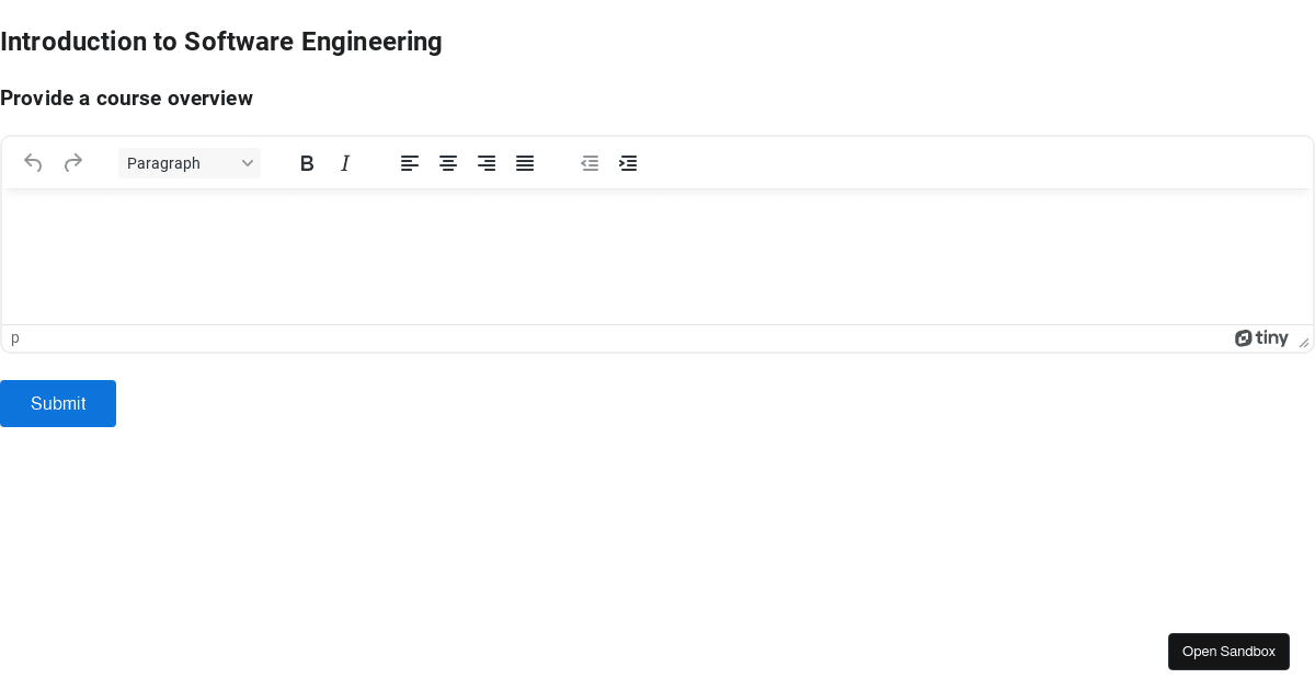 TinyMCE React Demo - Codesandbox